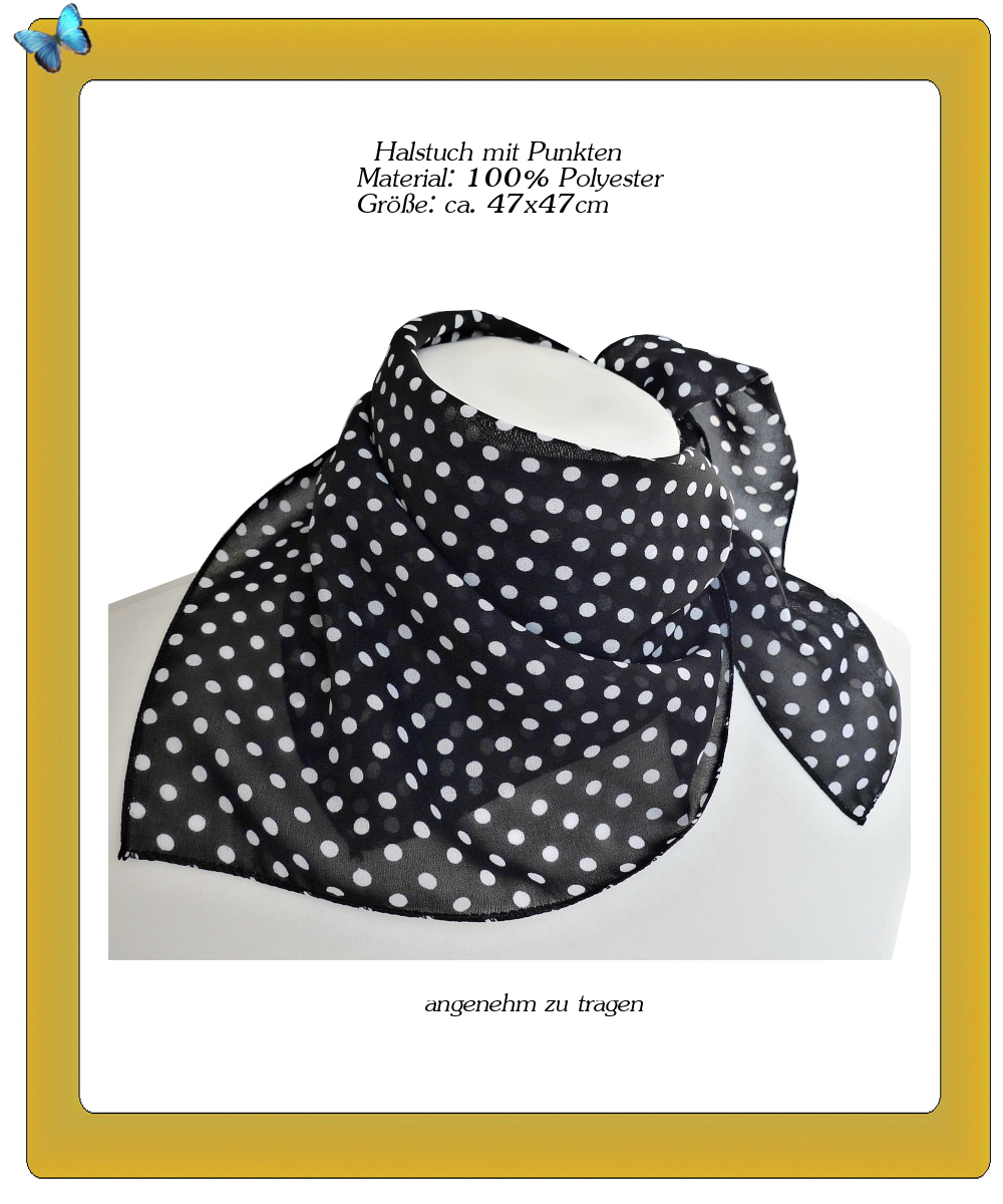 Halstuch Nickituch mit Punkten schwarz weiß Damen Tuch 417 | eBay