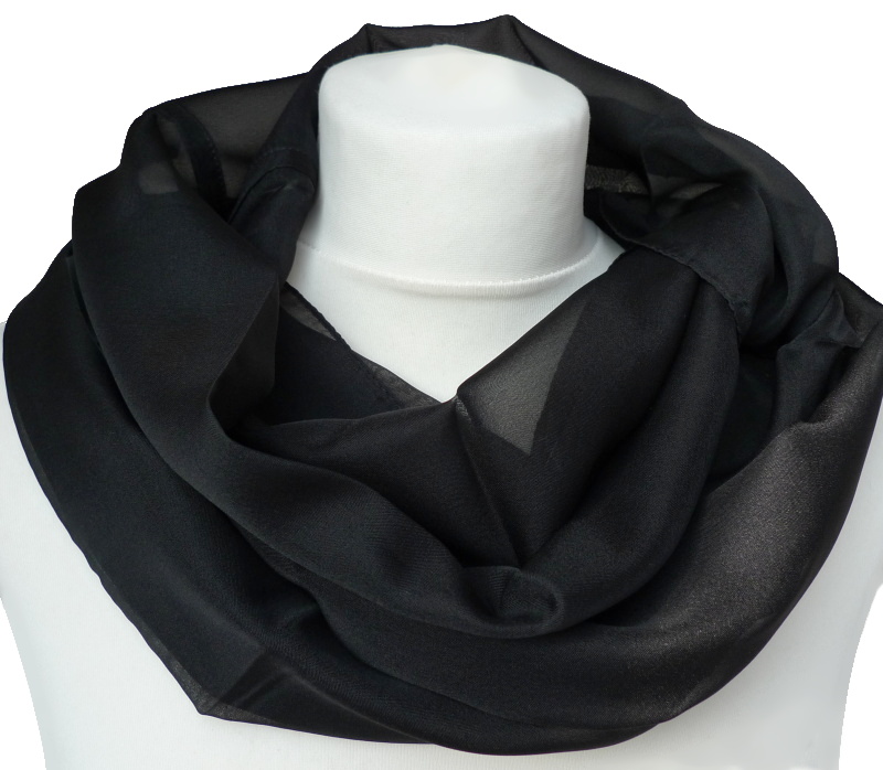 sehr leichter Damen Loop Schal, Rundschal, uni, einfarbig, schwarz